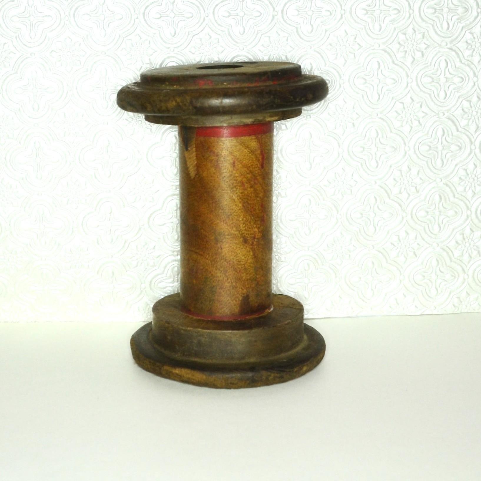 Antique Wooden Spool Textile Mill Home Decor Craft Use