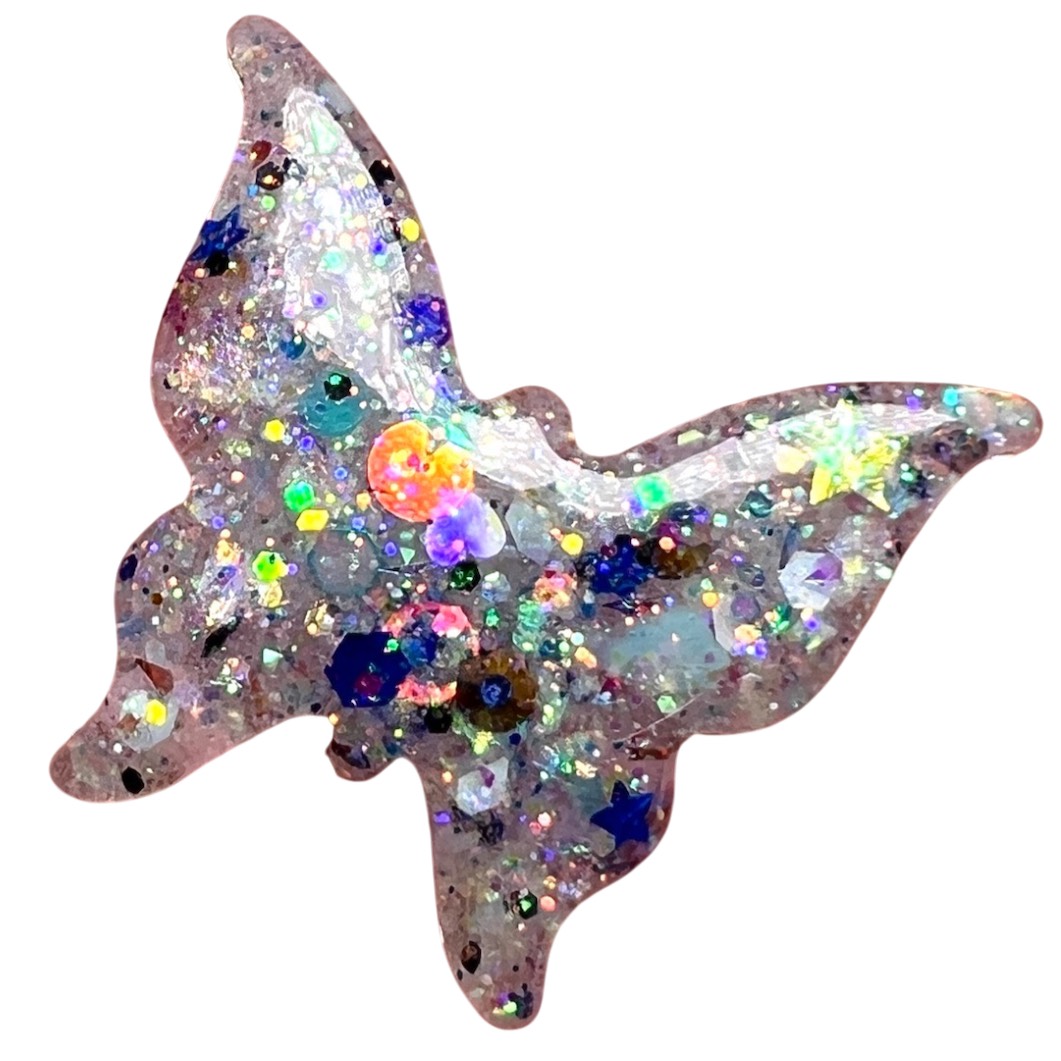 White Glitter Butterfly 🦋. Handmade With Resin and Sparkling Glitters.