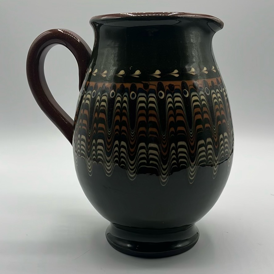 Bulgarian Slip Glaze Redware Pottery Pitcher Vase