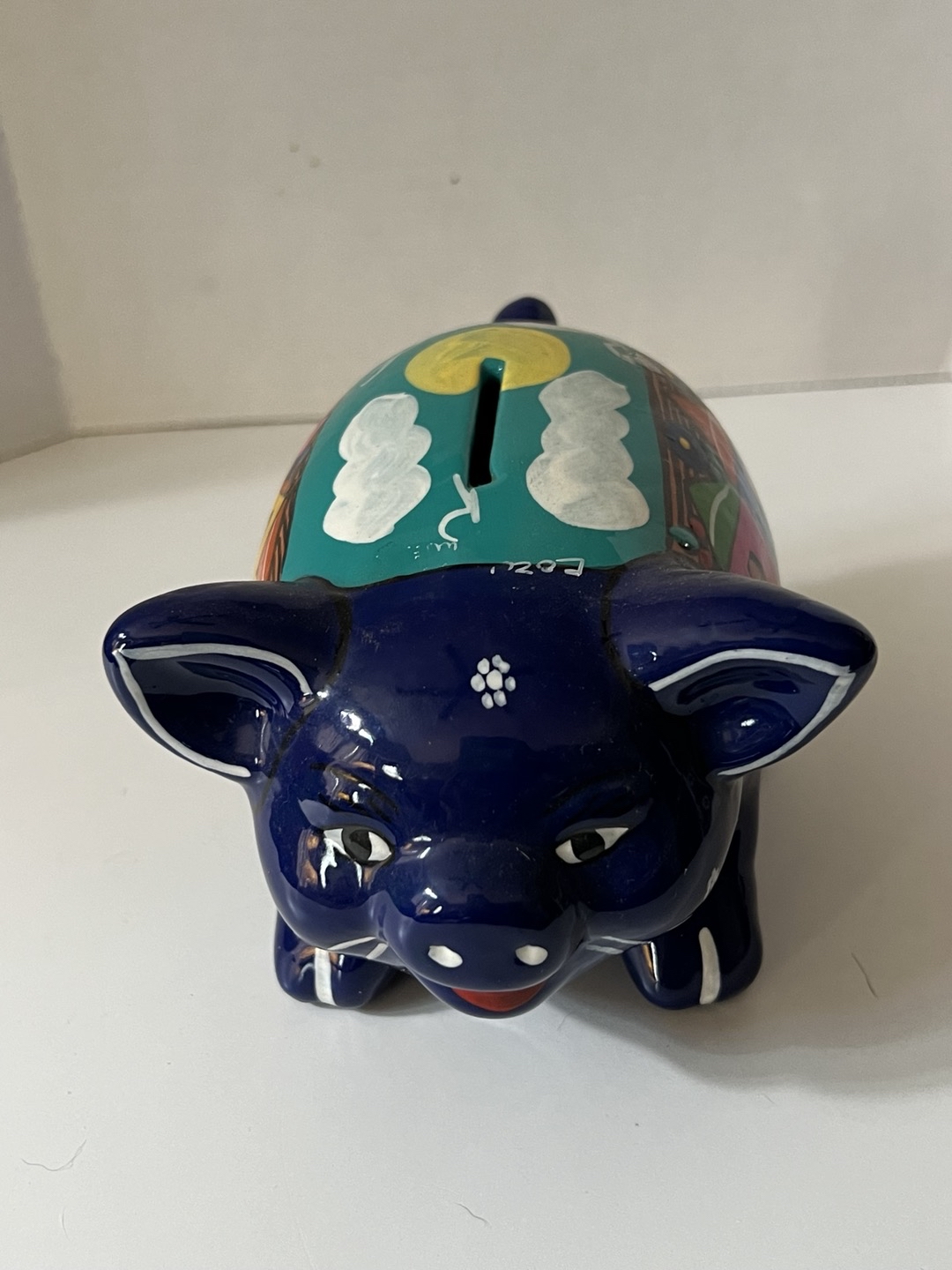 Mexican Talavera Pig TerraCotta Pottery Ceramic Piggy Bank Hand Painted
