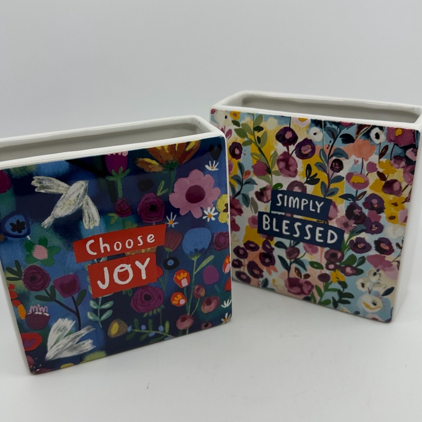 Set/2 Primitives by Kathy Double Sided Stoneware Vase Simply Blessed ...