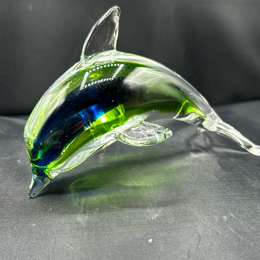 Glass Dolphin Paperweight