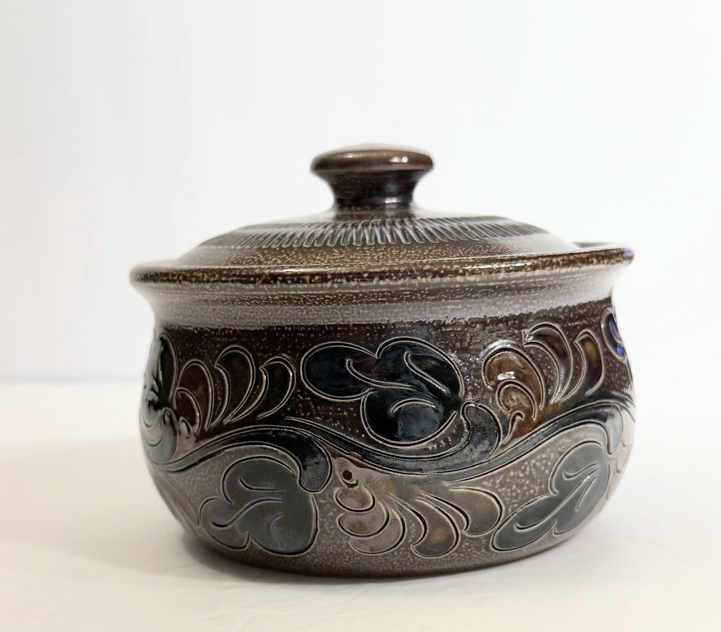 Krober Studio Art Pottery Ceramic Soup Bowl Brown Gray Glaze Tureen ...