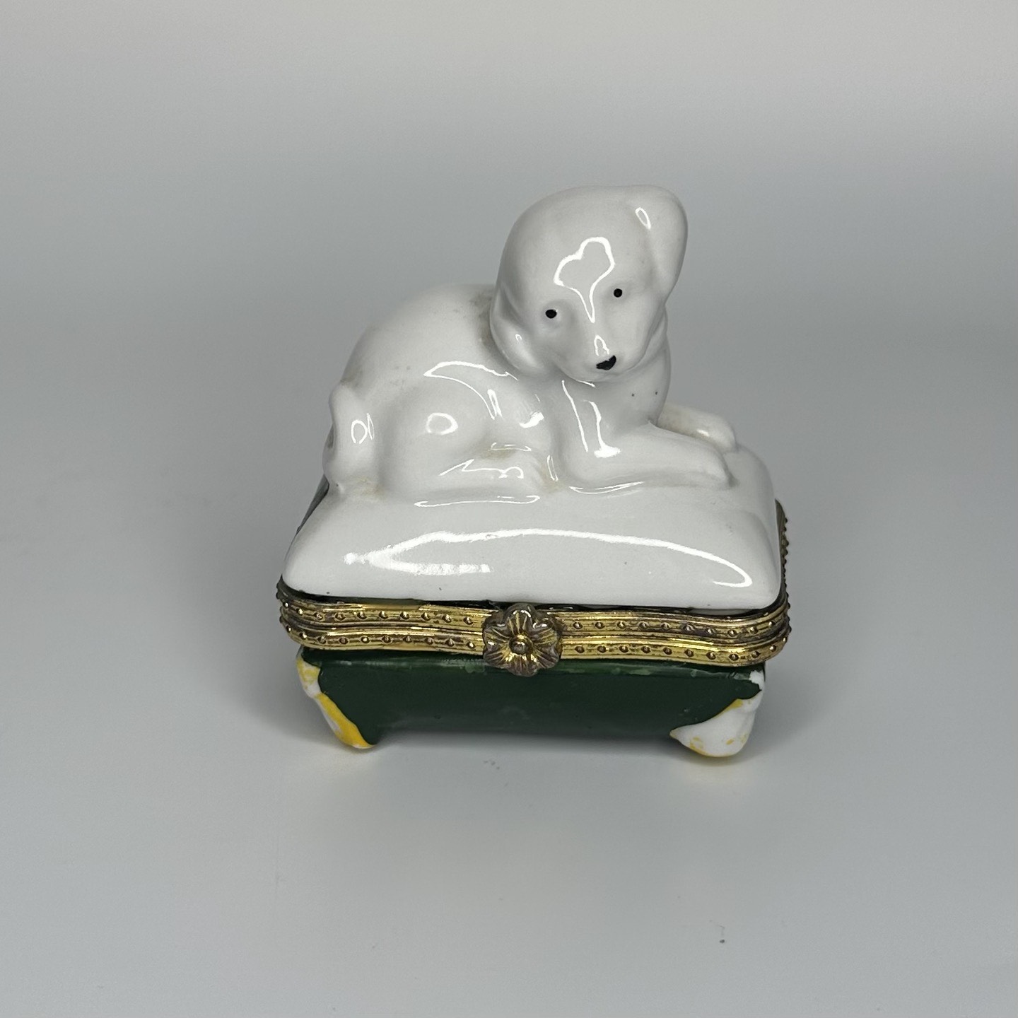 Dog Ceramic Hinged Trinket Box