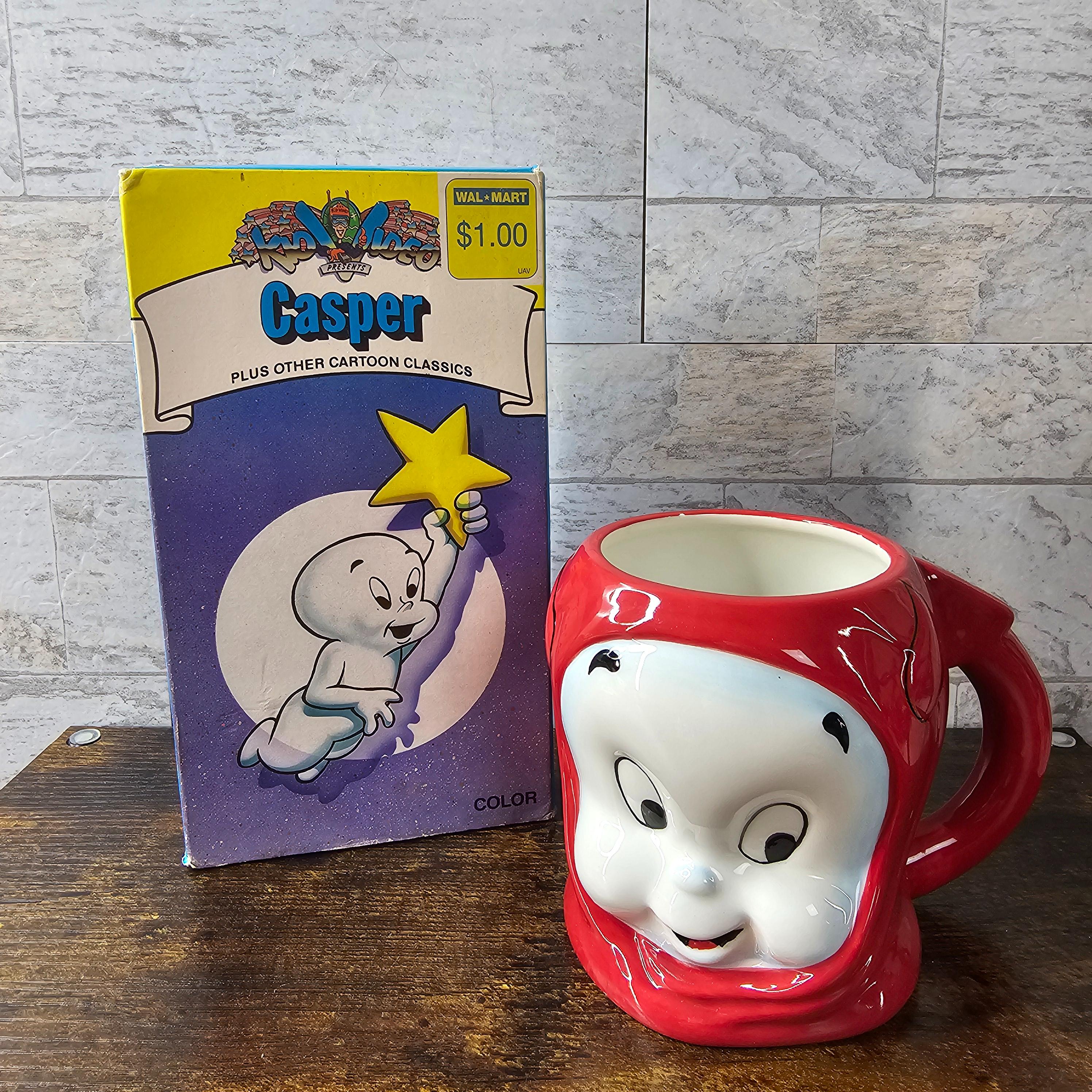 Vintage 1988 Casper Cartoon Classics Kid Video VHS & Red Devil Casper Mug Lot