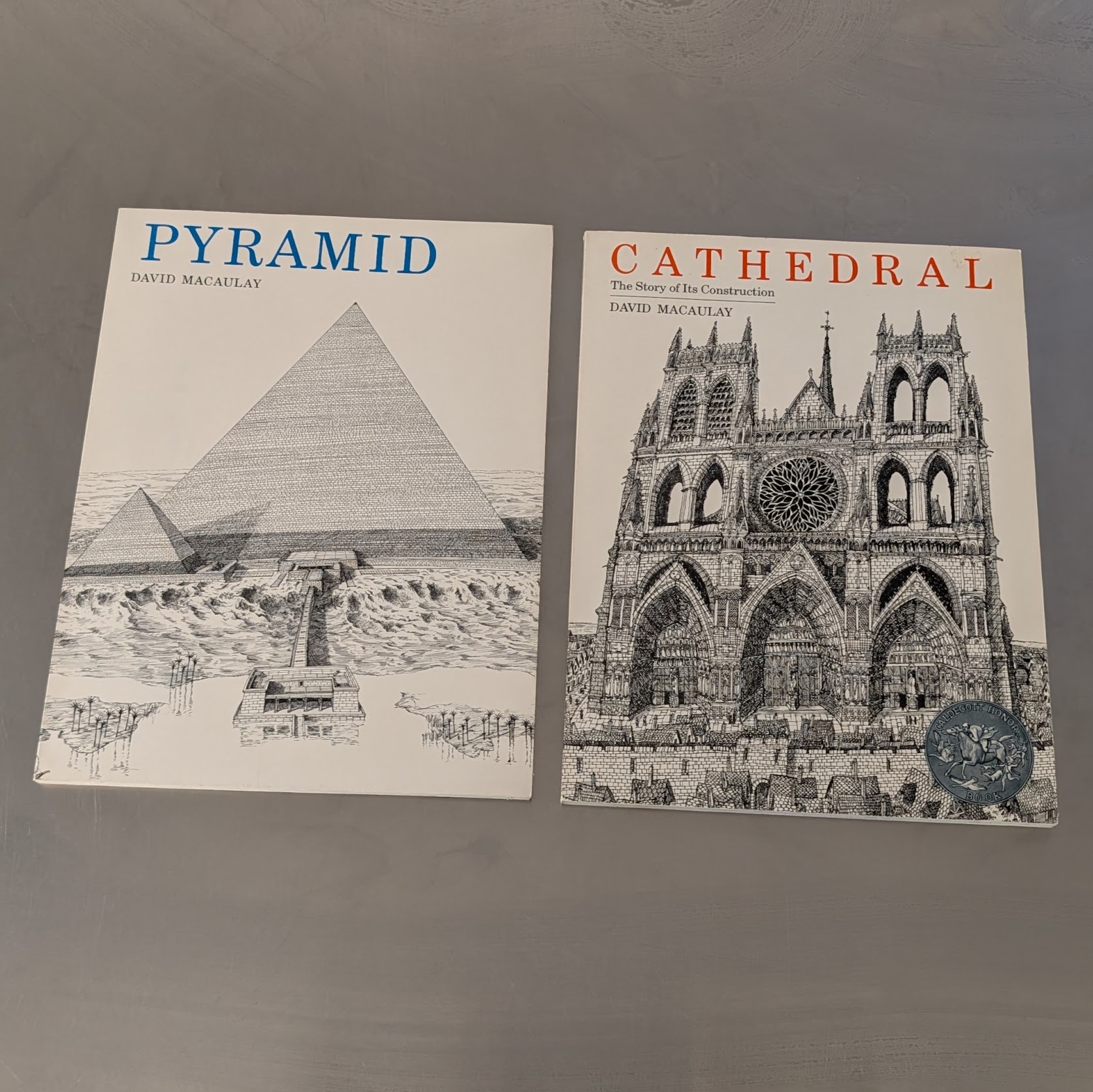 Vintage David Macaulay - Pyramid (1975) and Cathedral (1973) Paperback