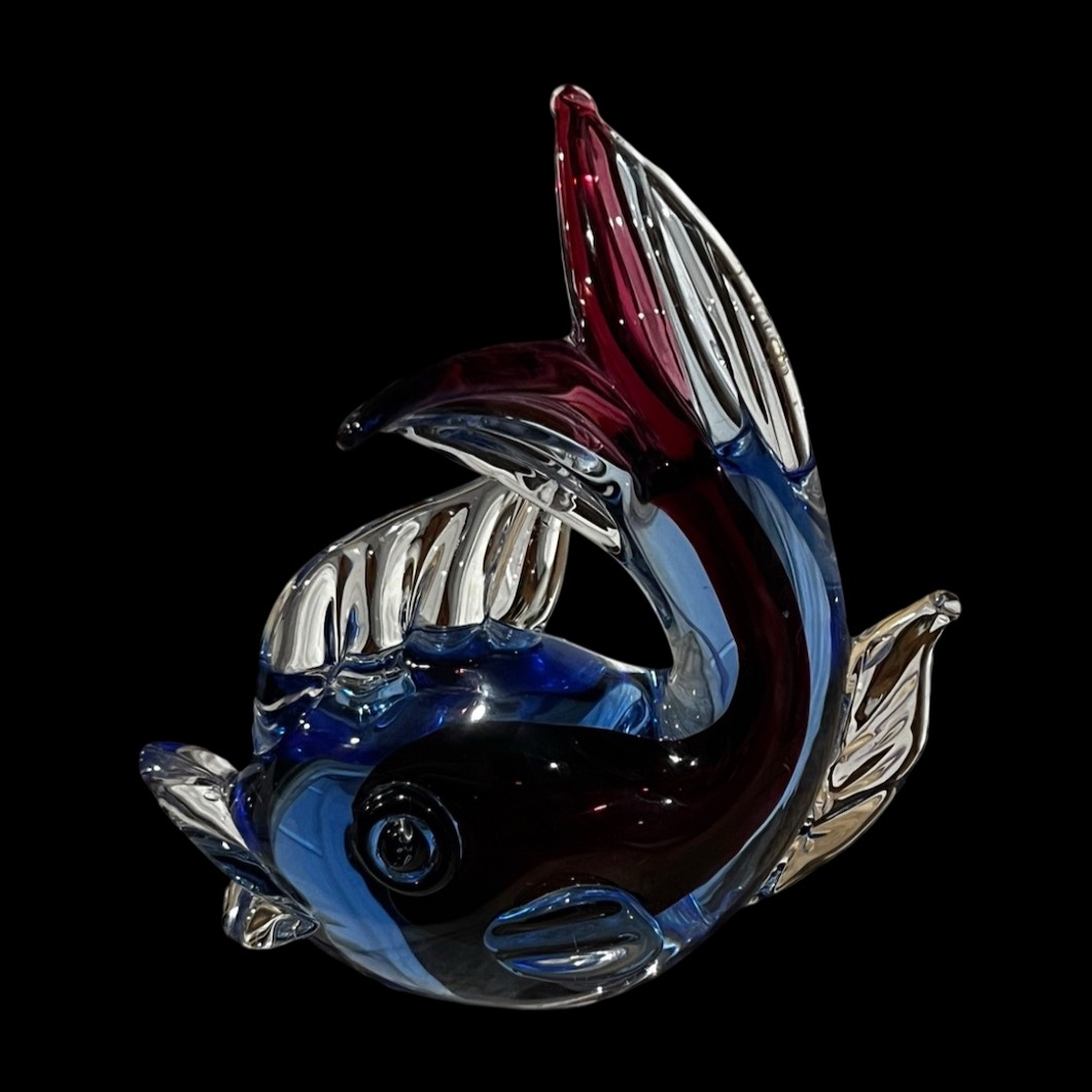 Murano Oball Somerso Glass Fish 5”