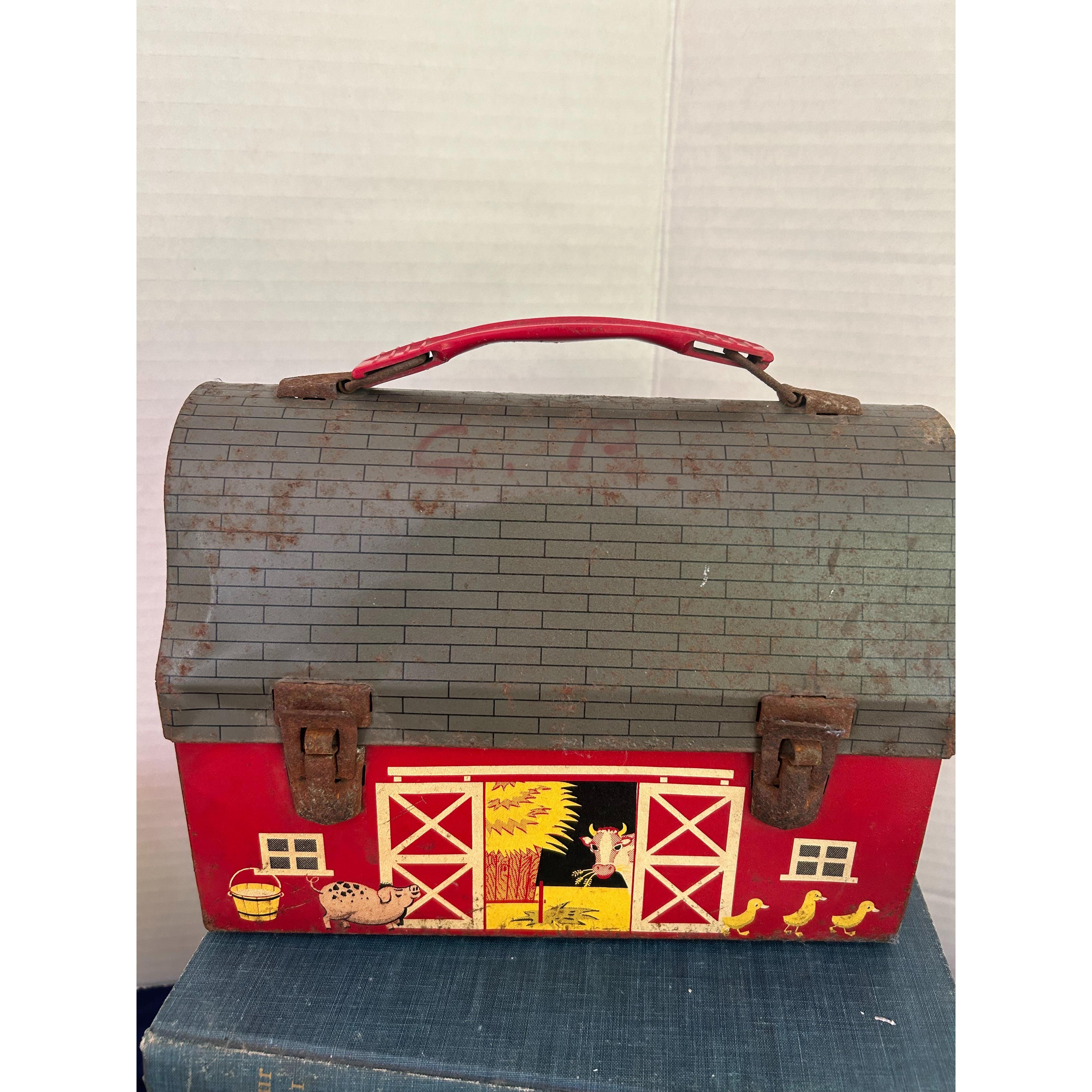 Vintage Rusty Crusty Farmhouse Metal Toy Barn Lunchbox