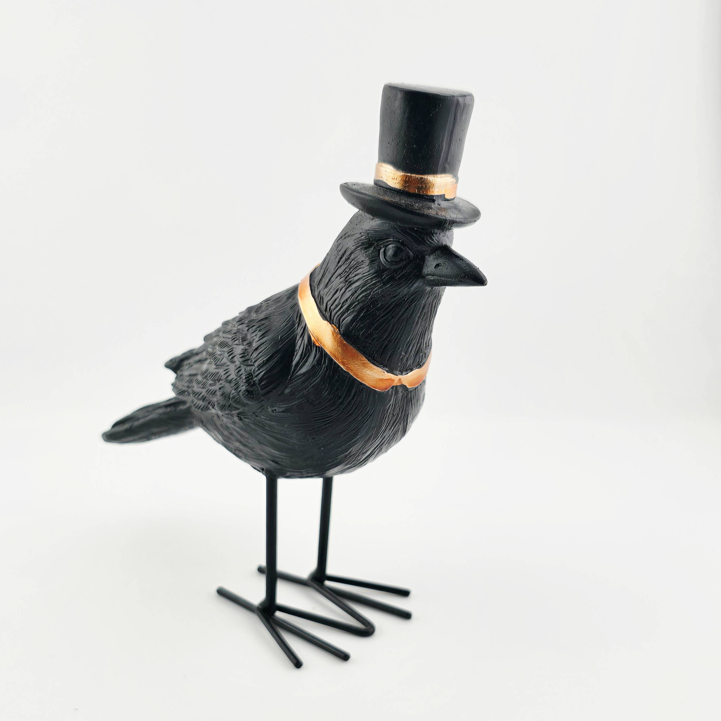 Resin Top Hat Crow Figurine