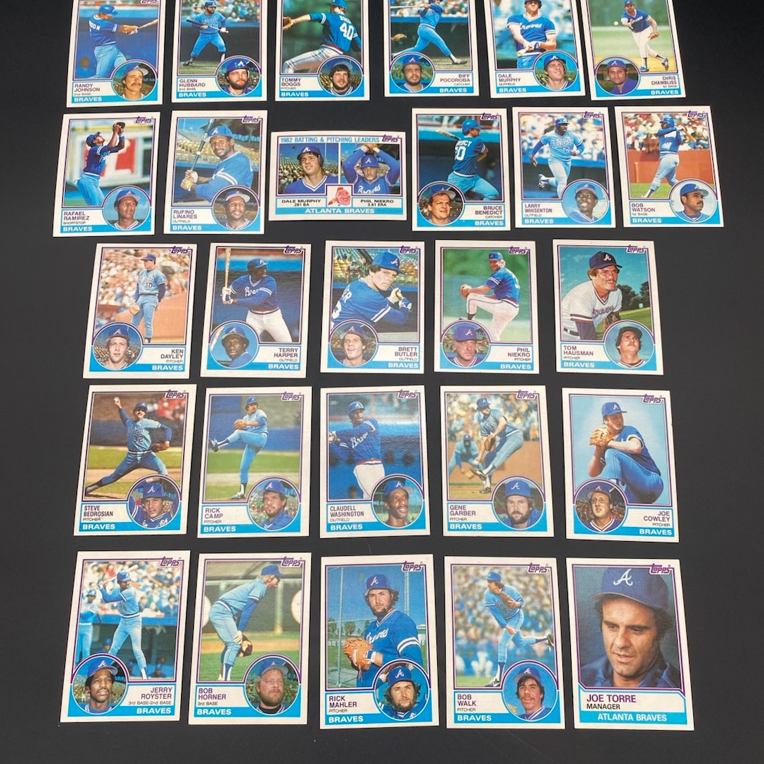 Topps 1983 MLB Atlanta Braves Complete 27 Trading Card Team Set