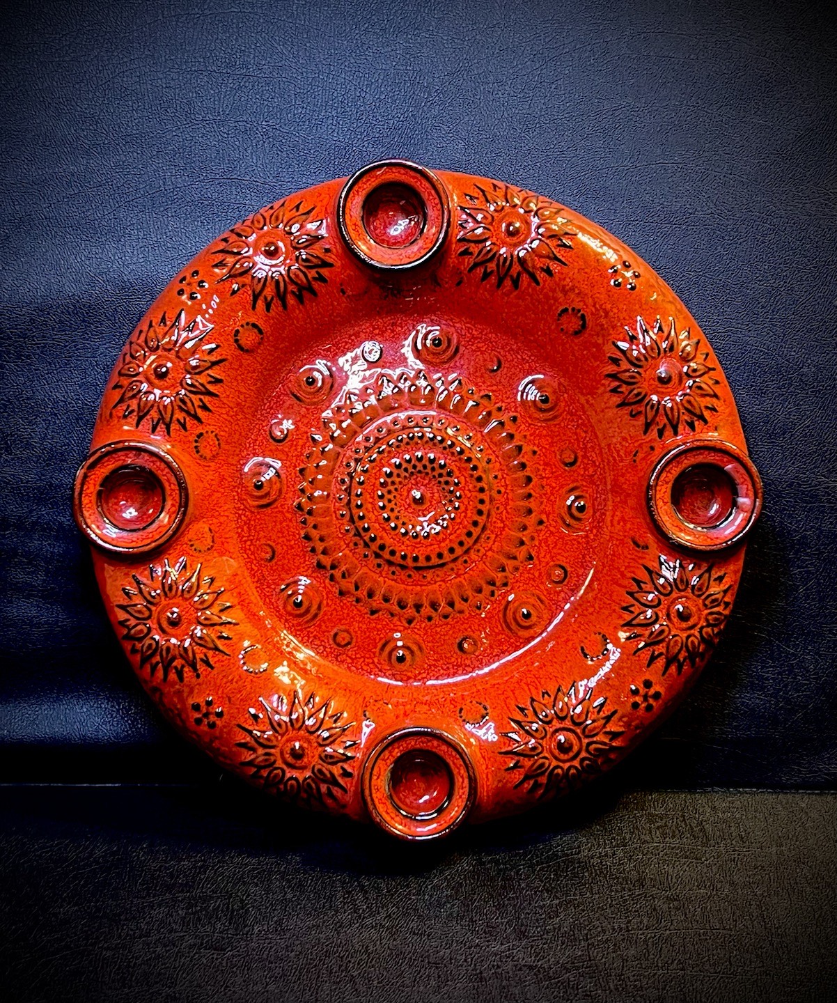 ♥️🖤Vintage 1960s West German Fat Lava Pottery Advent Candle Wreath🖤♥️