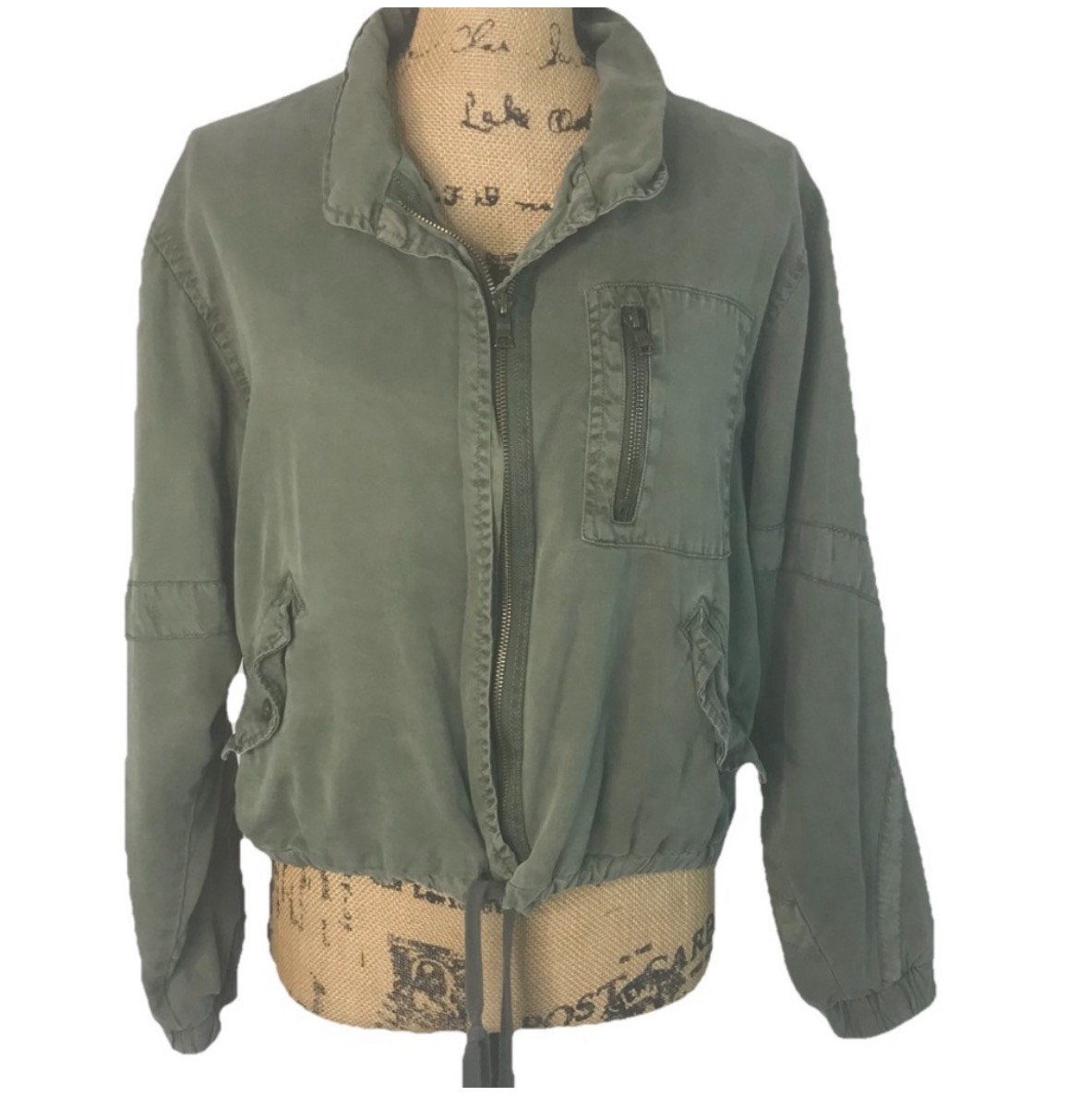 Young Fabulous & Broke Green Boyfriend Crop Cargo Jacket Womens Size Small