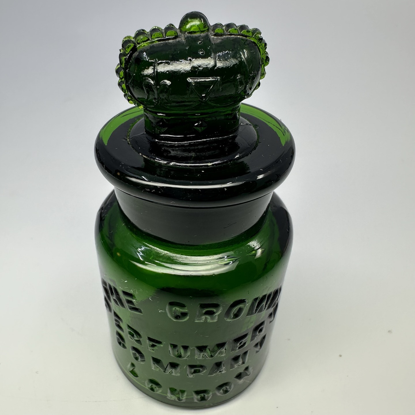 Antique Crown Perfumery Company Of London Emerald Green Glass Miniature ...