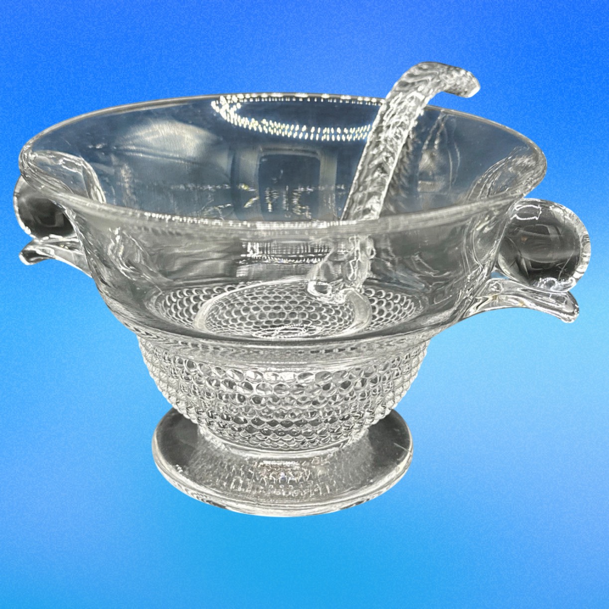 DUNCAN & MILLER GLASS Clear #301 Teardrop Flared Mayo Bowl & Ladle 1937 ...
