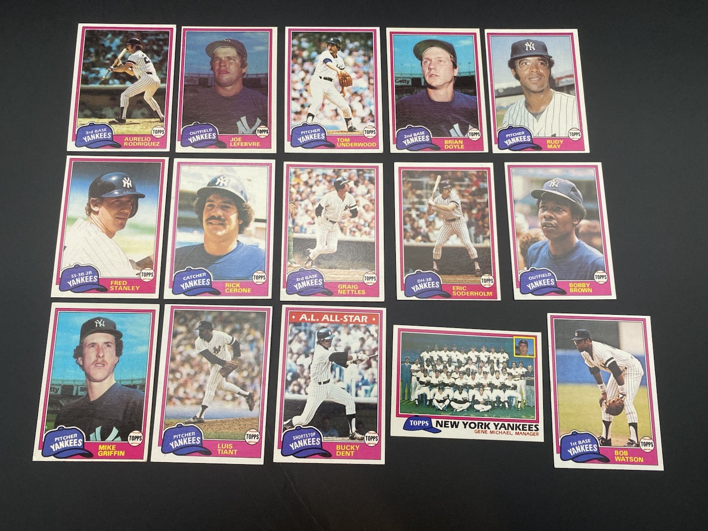 Topps 1981 MLB New York Yankees Lot of 15 Different Trading Cards