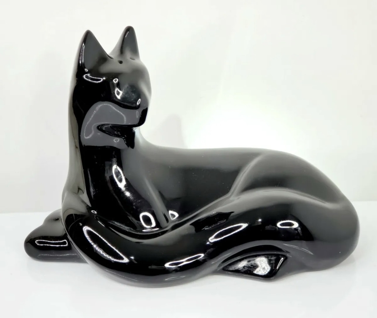 006 1990 Haeger Black Cat Ceramic Statue High Gloss #6063 Original ...