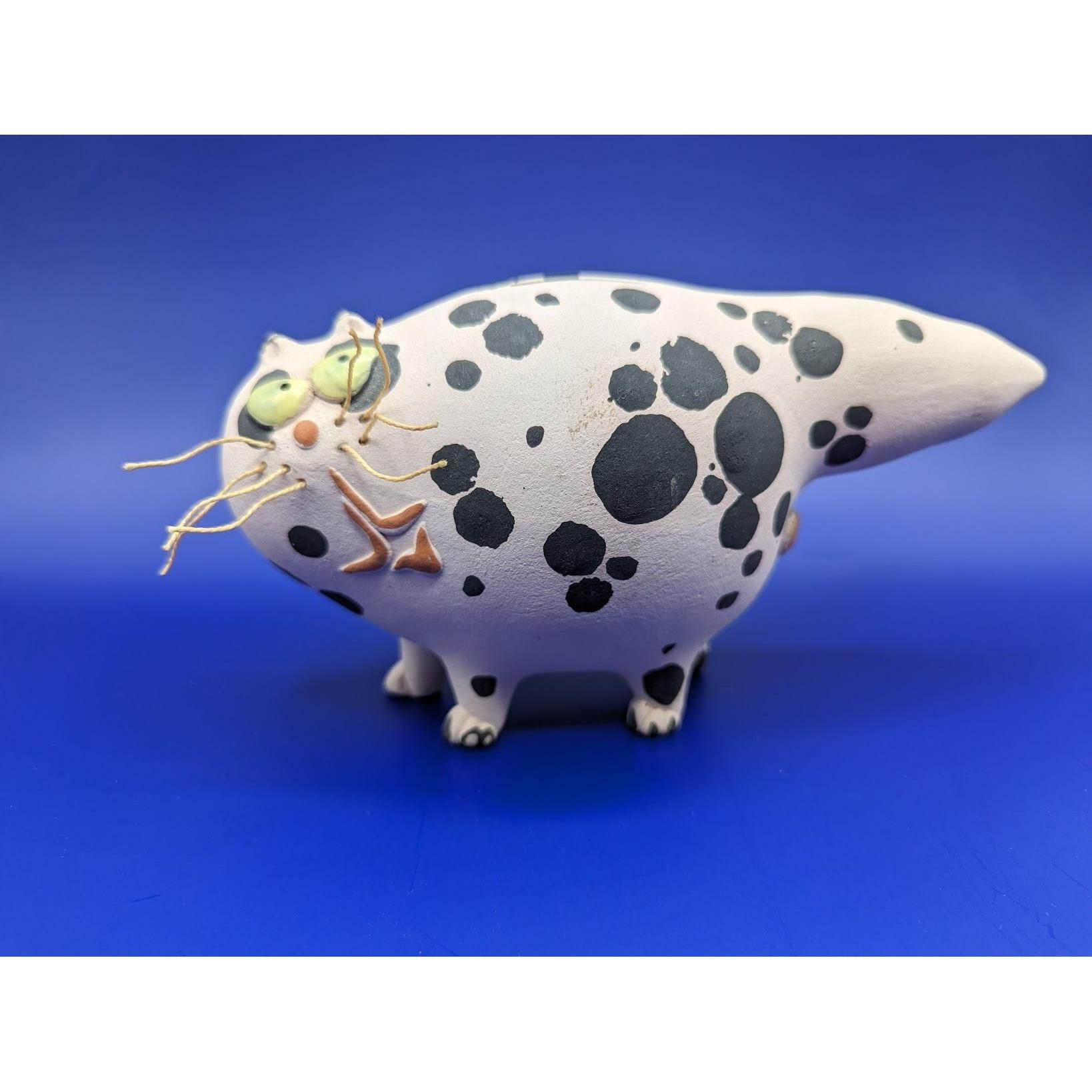 Derpy Cat / Tomcat Art Pottery Ceramic Piggy Bank Unsigned