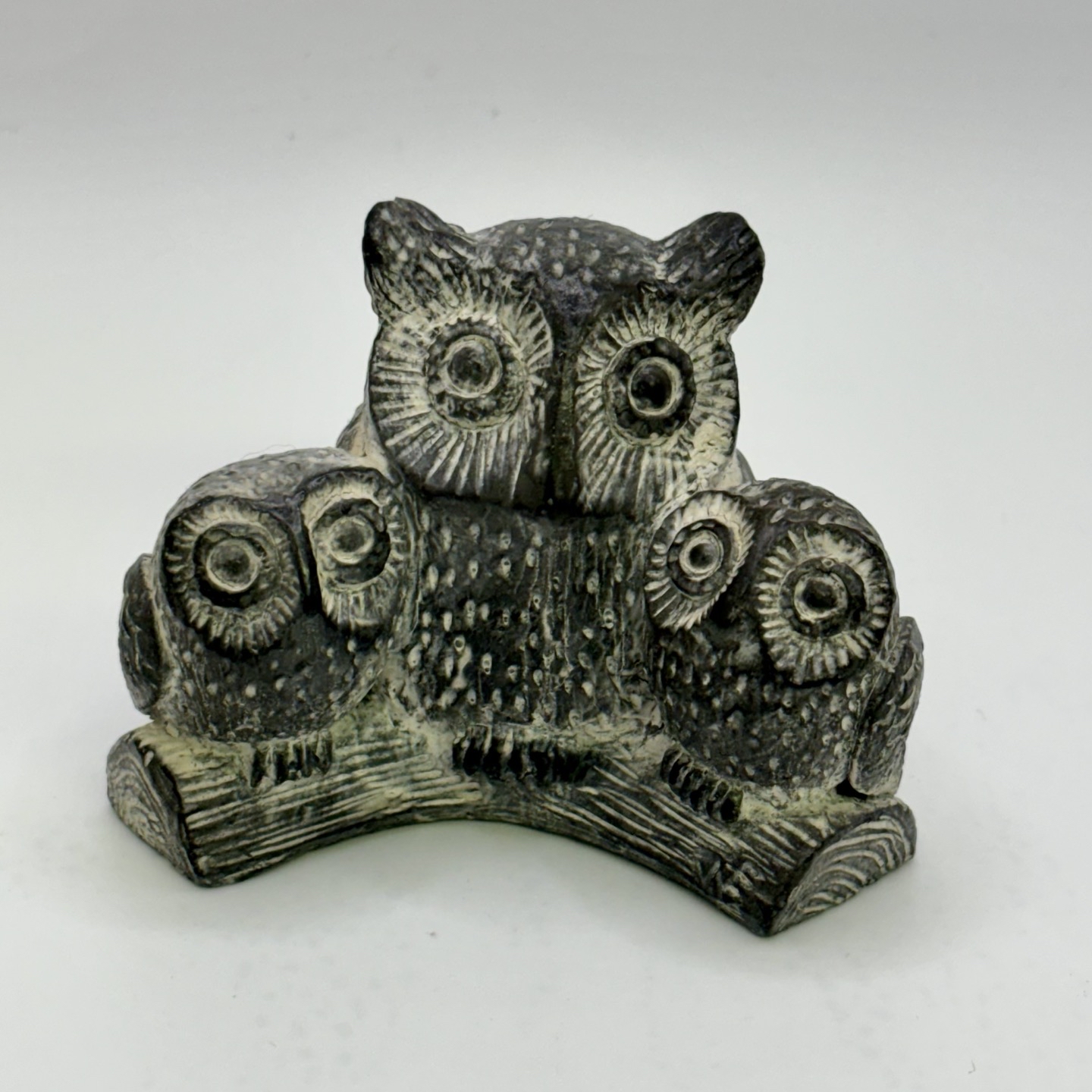 Al Wolf Handmade Canada 3 Owls Figurine