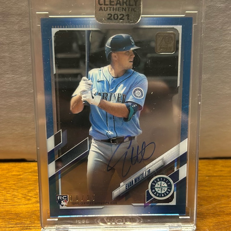 2021 Clearly Authentic Blue Evan White RC Auto /25