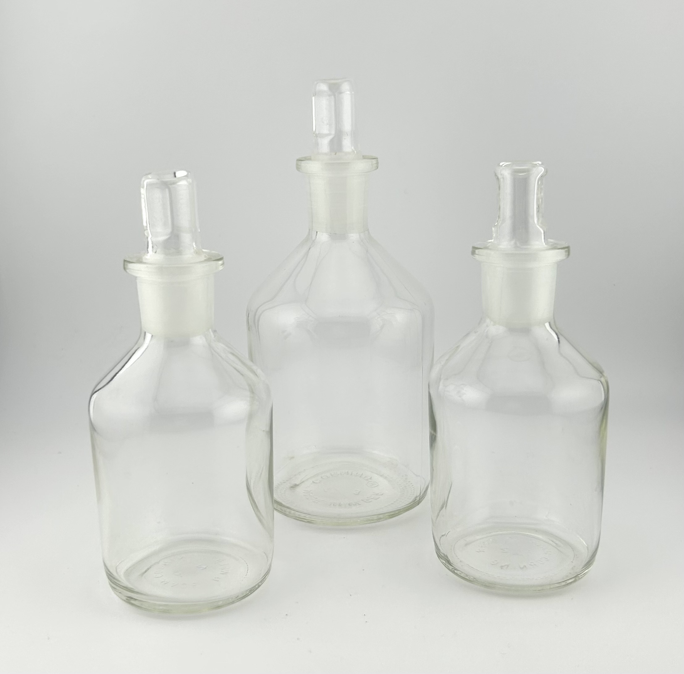 Set of 3 Vintage Corning West German Bottles With Stoppers *READ*