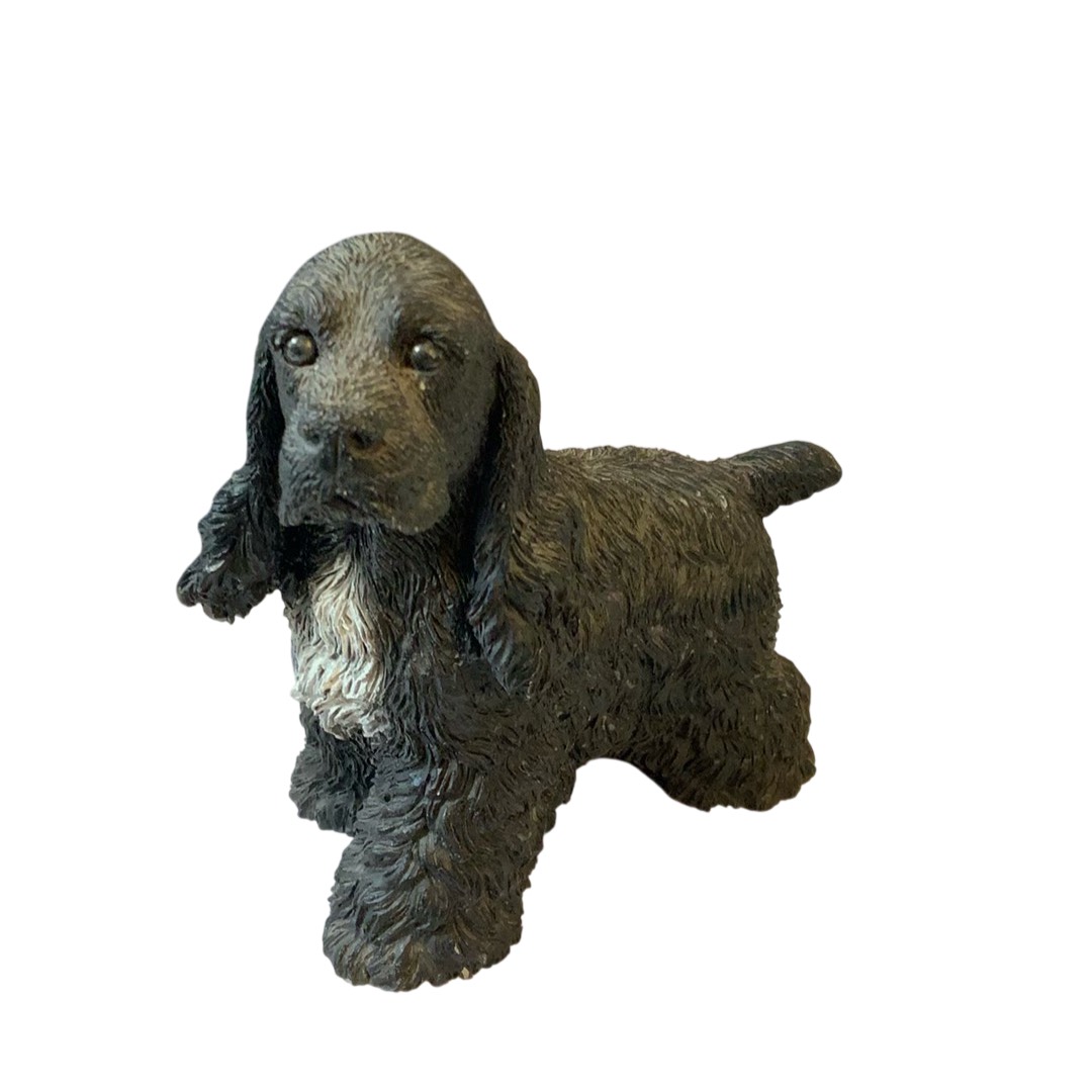 Lovely 6” Black Cocker Spaniel Puppy Dog Figurine Hand Painted Made In ...