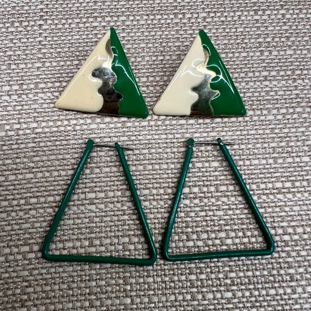 Triangle, Gold, Green And Cream, Colored Enamel And Green Triangle ...