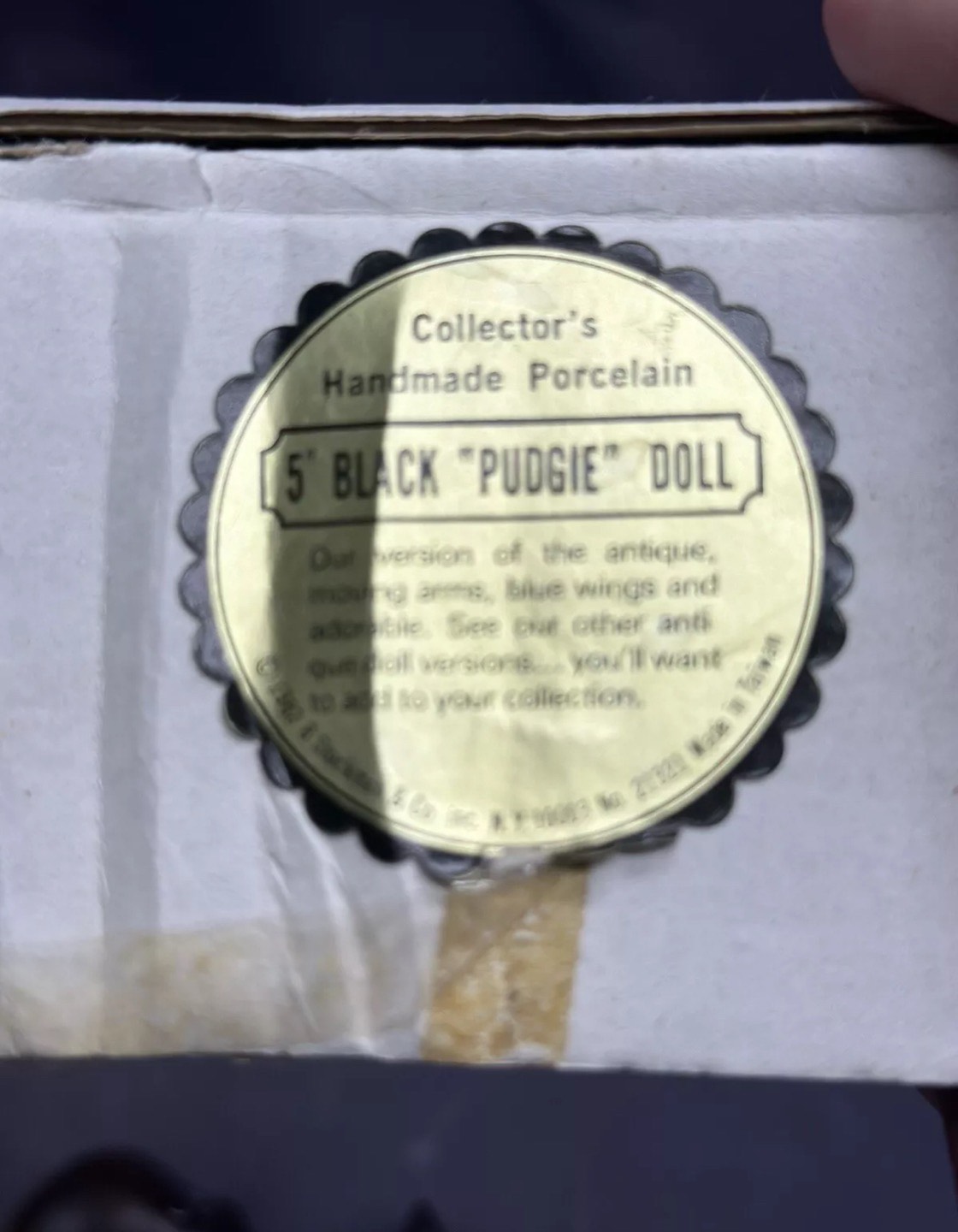 Vintage Angel Pudgie Kewpie Porcelain Doll African American In Original Box
