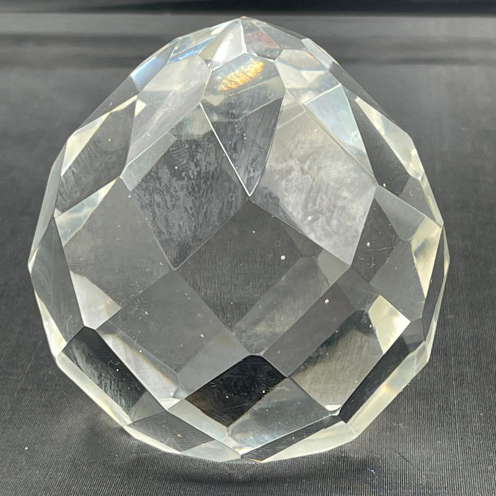 Multi-Faceted Clear Glass Lead Crystal Sphere Teardrop Prism Paperweight