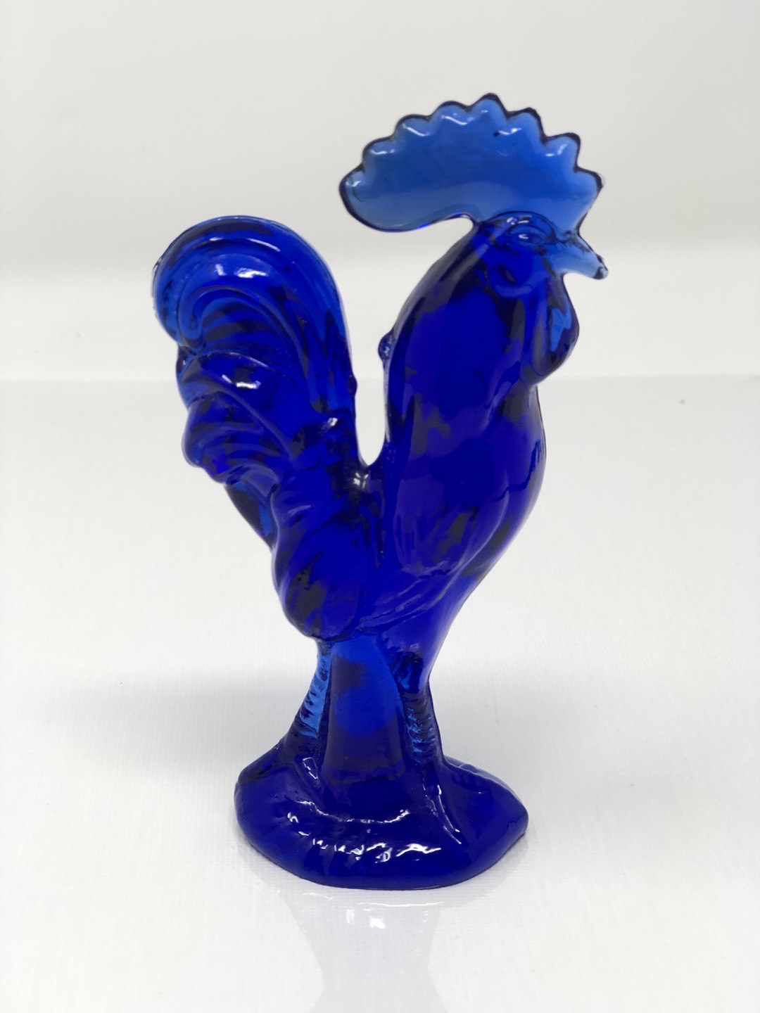 Cobalt Blue Glass Standing Rooster