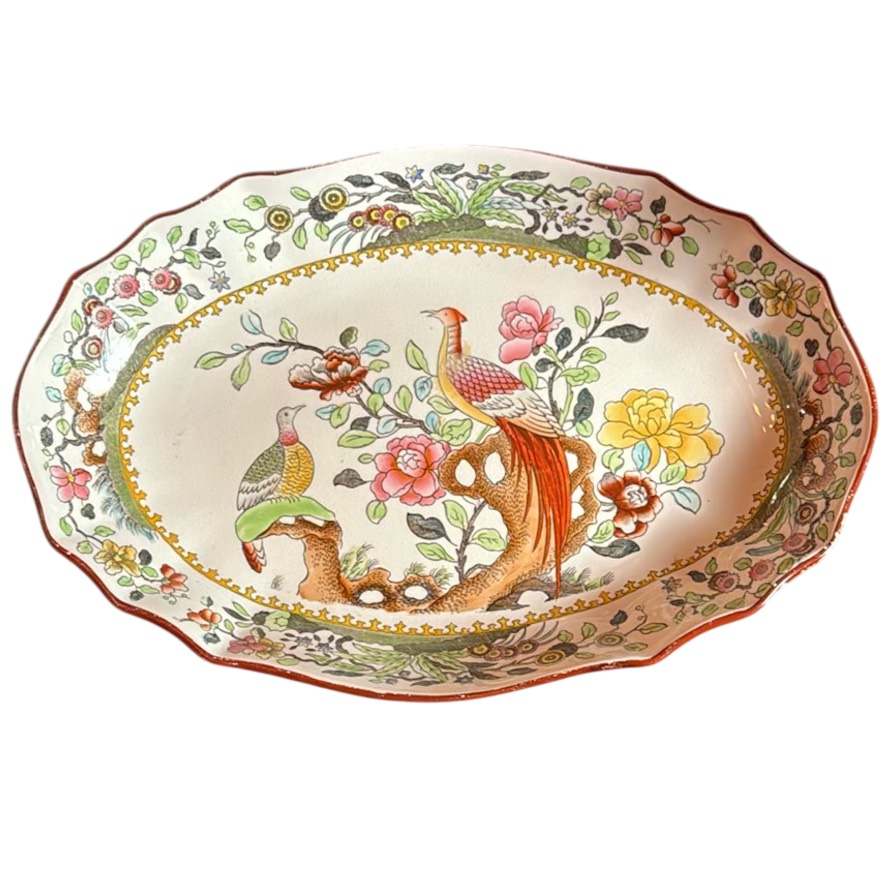 1909 Copeland Spode Asiatic Pheasant Pattern for Waring & Gillow Oval Serving Plate P/N 2/5660/21
