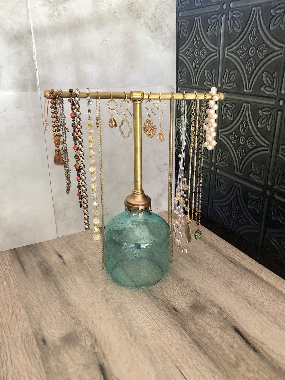 Jewelry holder - repurposed lamp - jewelry stand - Sea Glass - quality ...
