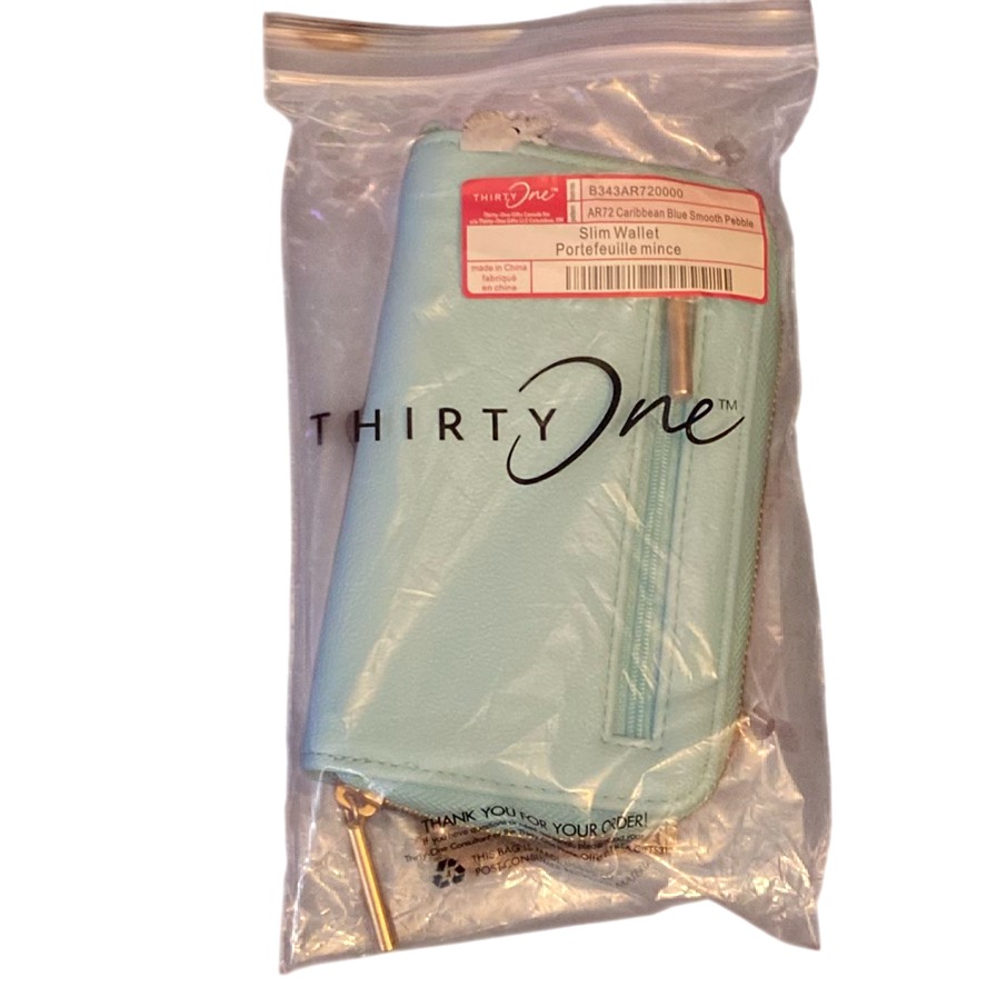 Thirty One Caribbean Blue Smooth Pebble Slim Wallet