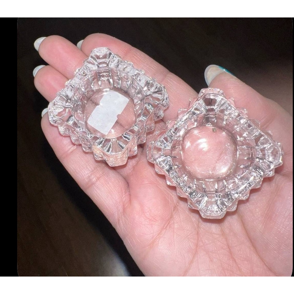 Pair of Square Clear Salt Cellars