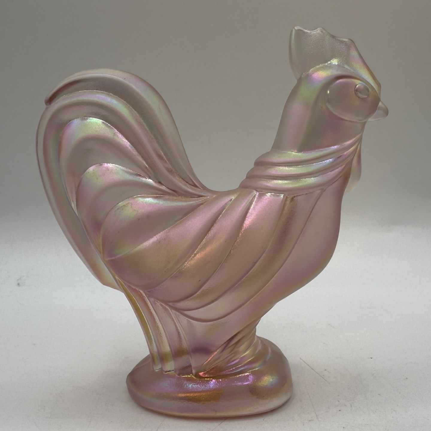 Fenton Pink Iridescent Rooster 5” P.1990s