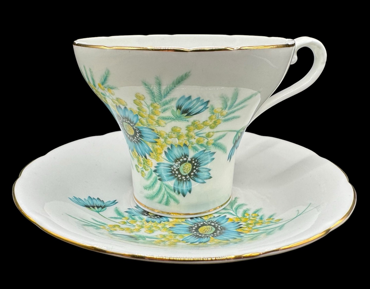 Vintage Aynsley Royal Imperial Blue Daisy Bone China Corset Teacup ...