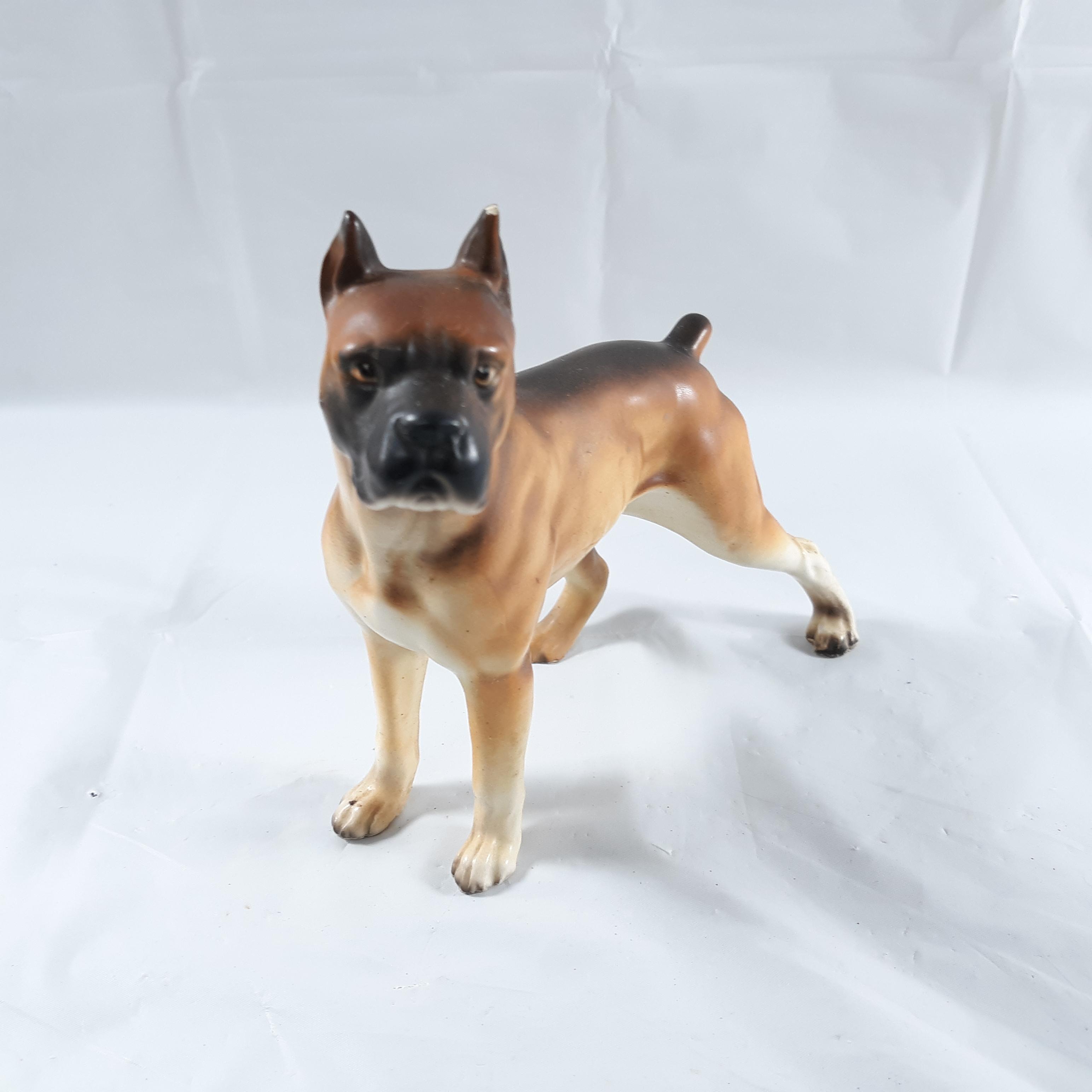Vintage Boxer Dog Figurine Porcelain Figure Japan