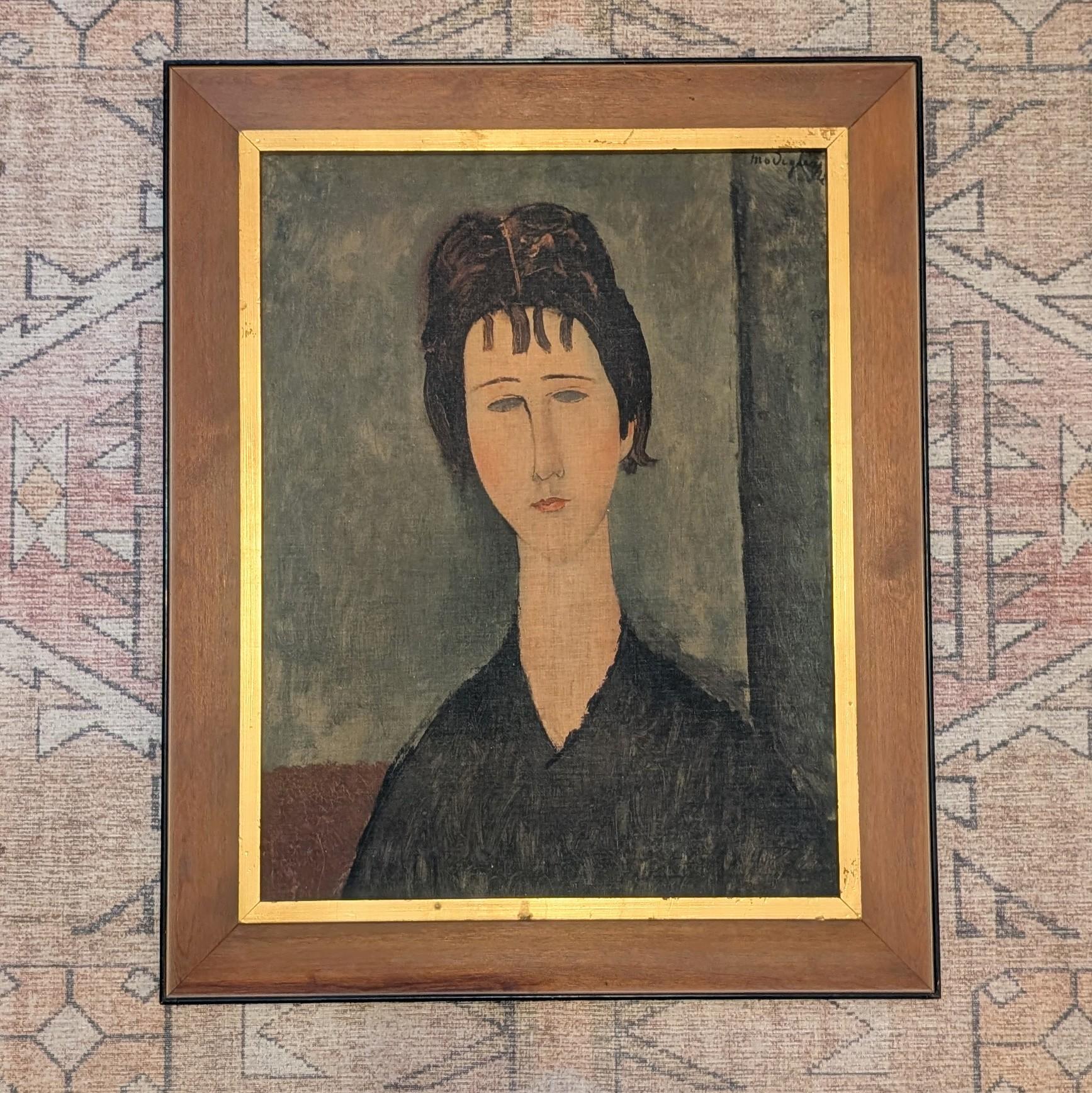 Modigliani Reproduction Framed Portrait Painting On Canvas "Woman with ...