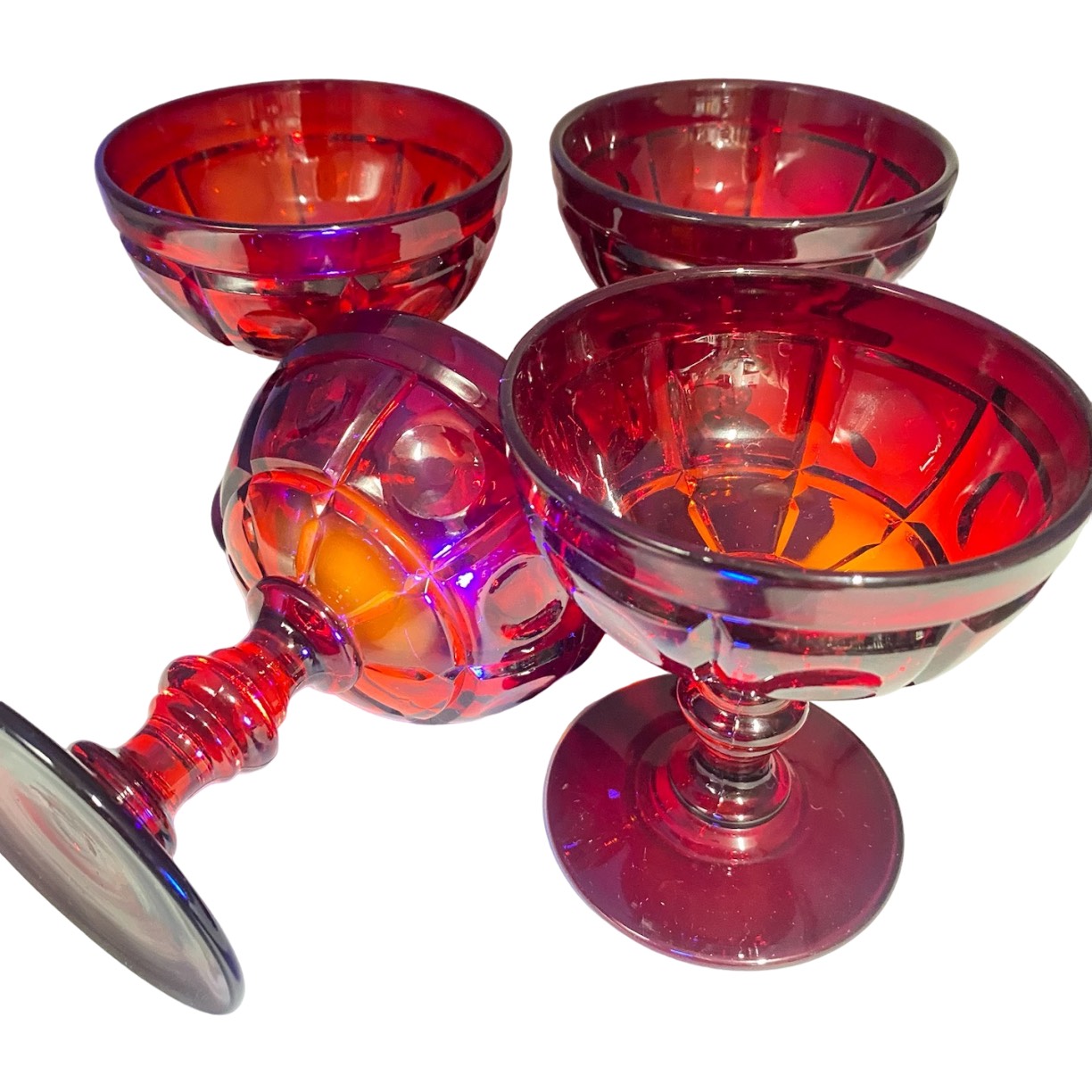 Fenton Amberina Glass Coupe Sherbert Vintage Bar Ware Glows