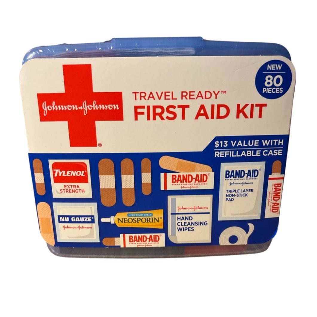 Band-Aid Travel Portable Emergency First Aid Kit for Minor Wound Care W ...