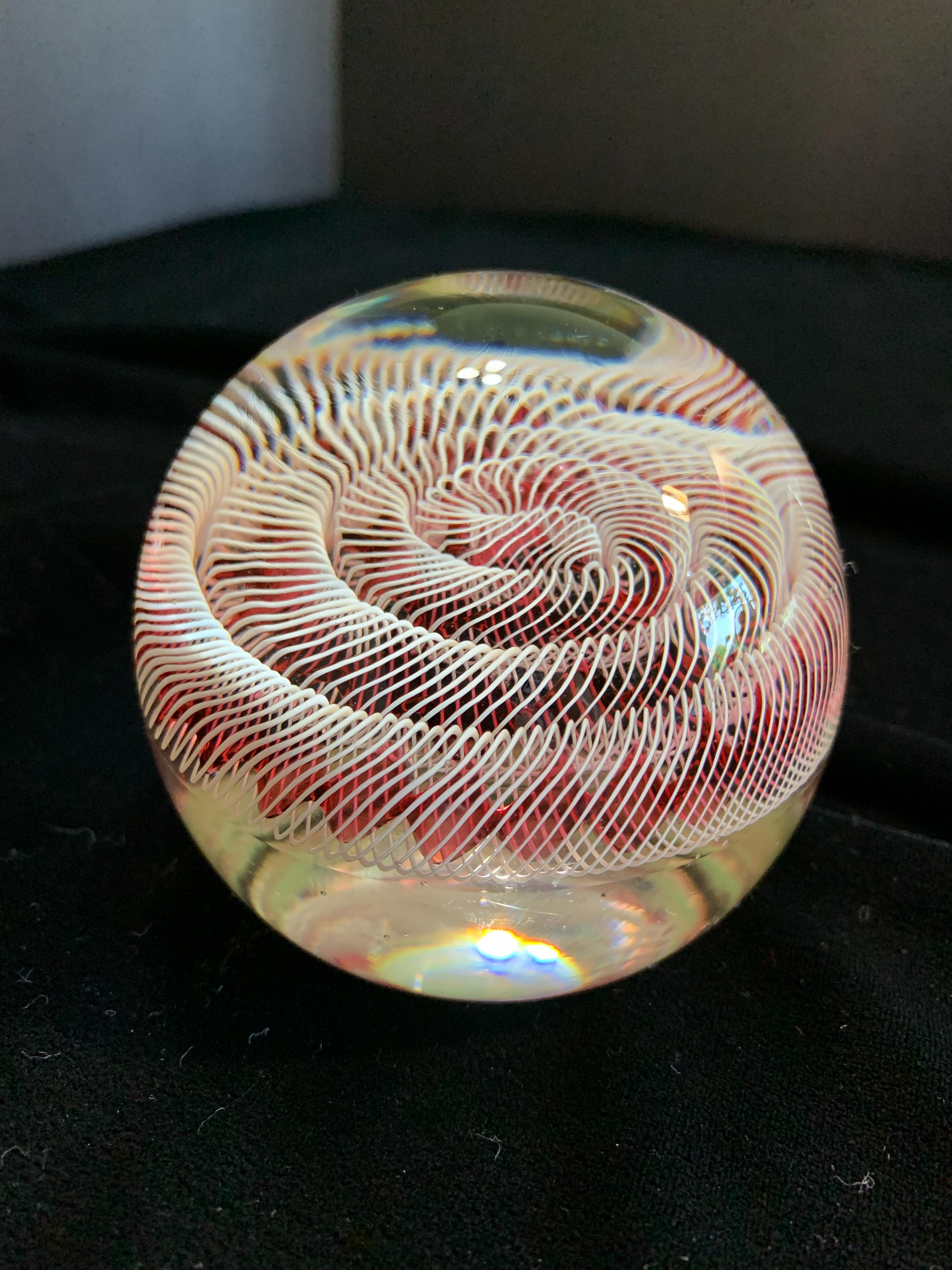 C2. Red & White Coil Paperweight