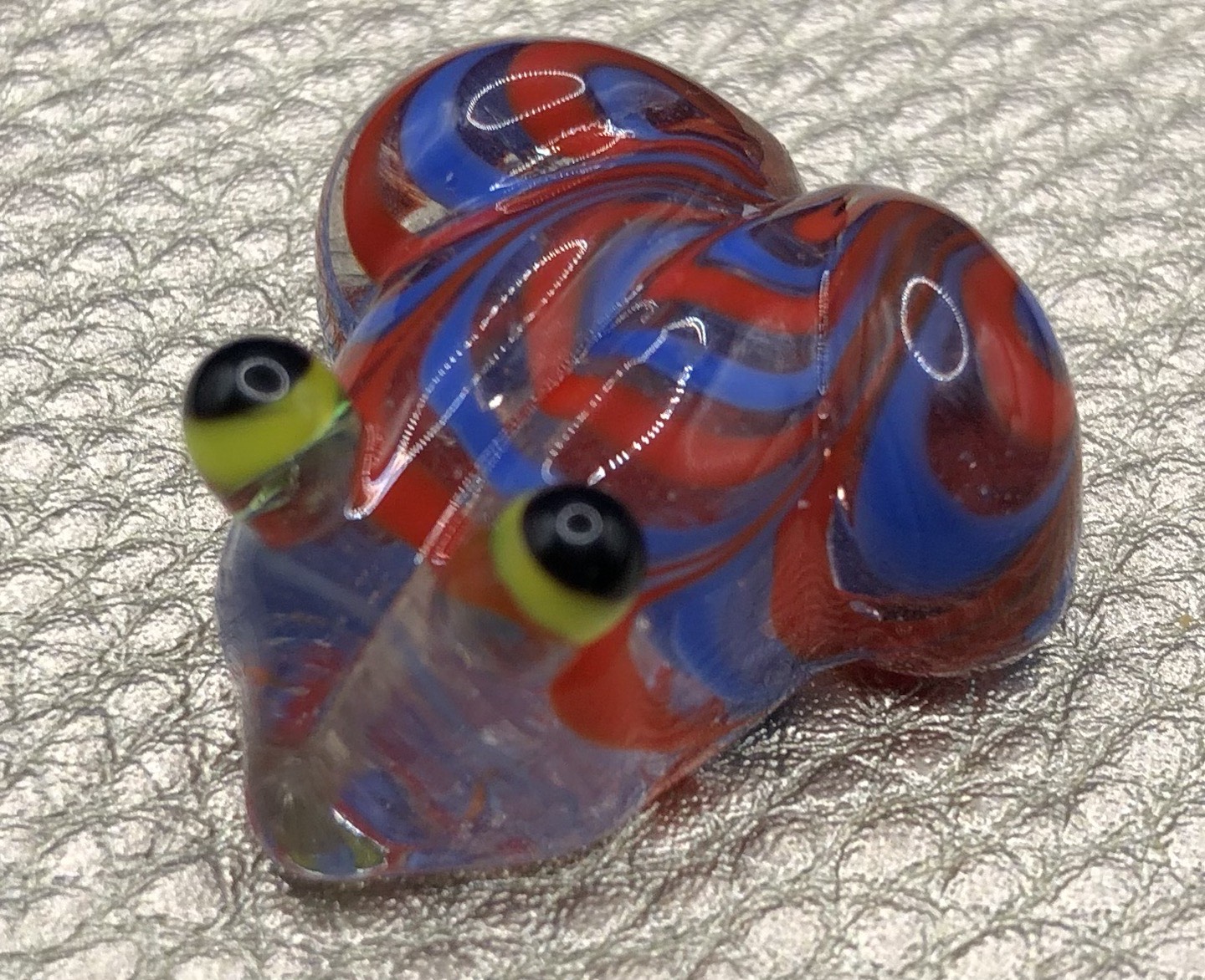 Handblown glass Miniature Red Blue And Clear Frog Figurine
