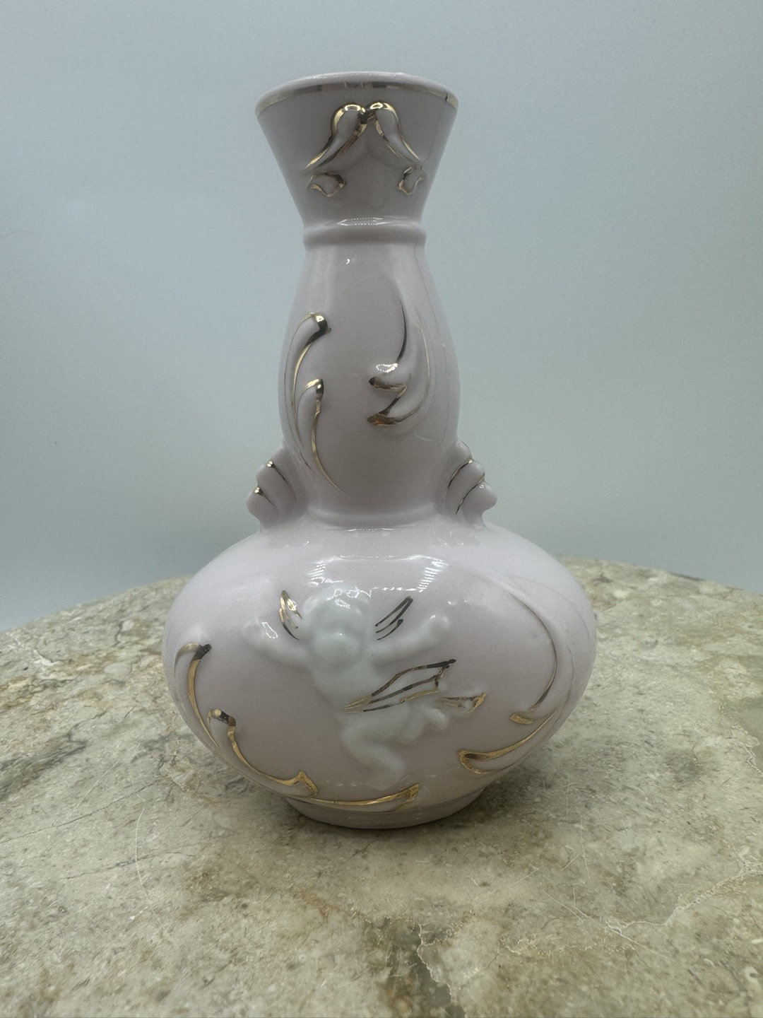 Vintage Shafford Hand Painted Cherub Porcelain Bud Vase 5100P Japan