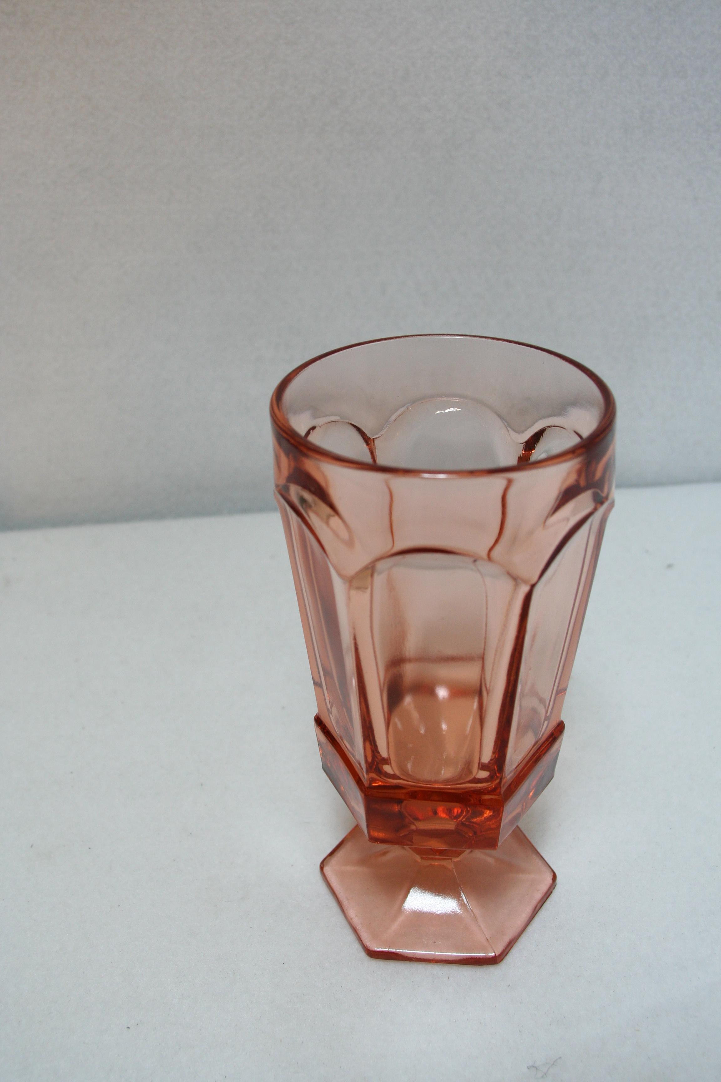 Fostoria Victoria VTG Peach Pink Ice Tea Lemonade 12 oz 7" Glass Goblet ...