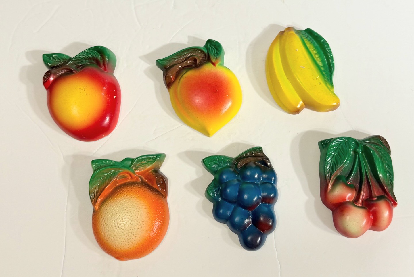 Vintage 6 PC Chalkware Fruit Kitchen Wall Decor MCM 3"-4"