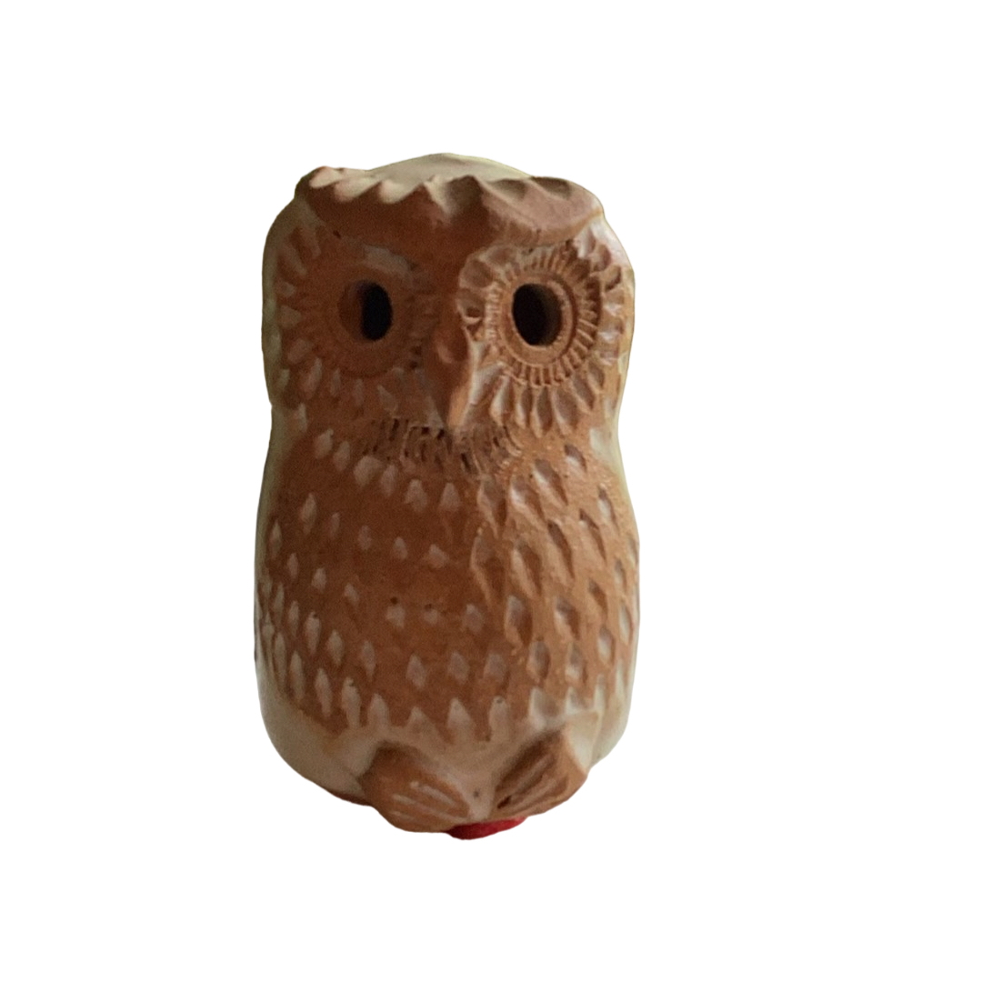 Handmade Hand Carved Pottery Owl Signed Elsie (Koop) Canada
