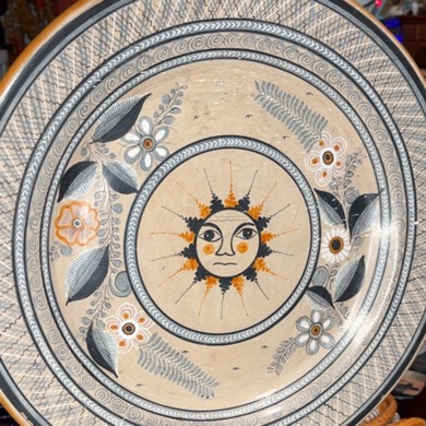 Large Mexican Pottery Sun Plate 12.5” 🌞