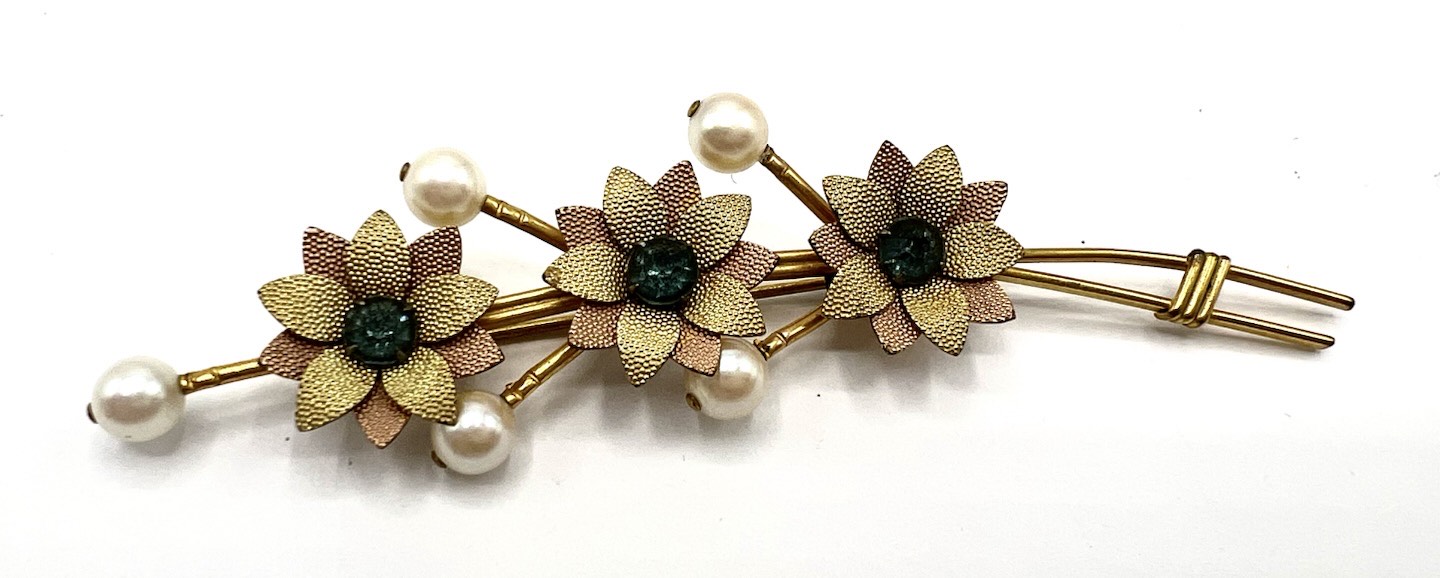 Art Deco Gold Filled Brooch, Signed Van Dell, Flower Floral Design, 1 ...