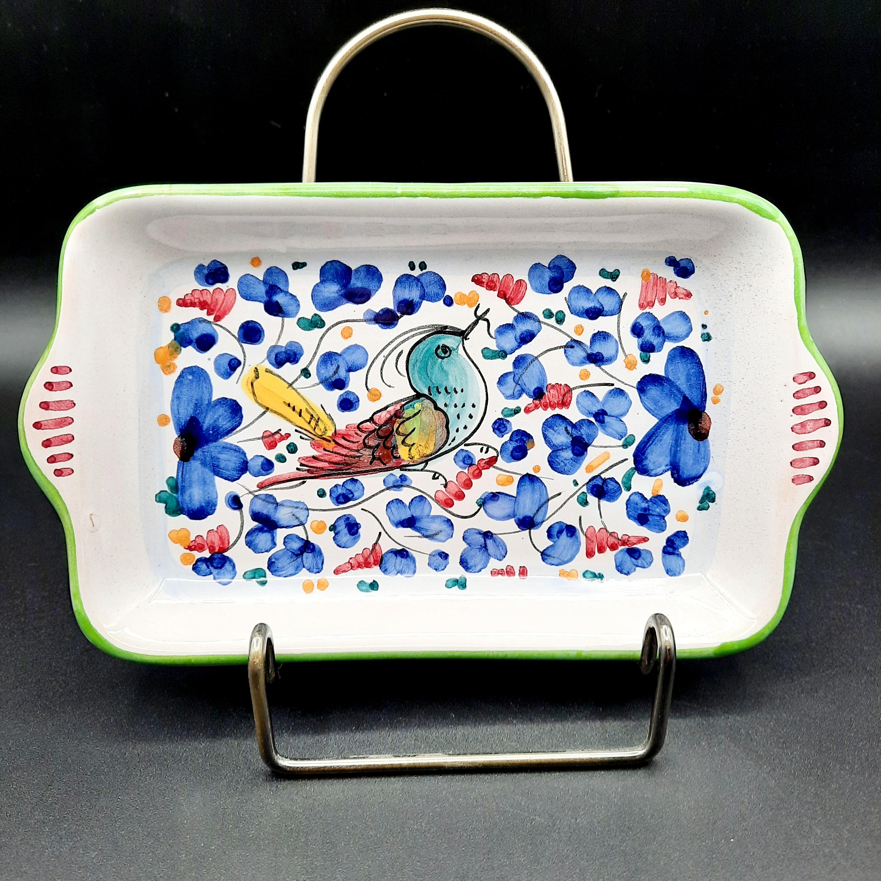 Vintage Deruta Italy Bird Floral Trinket Dish Tray