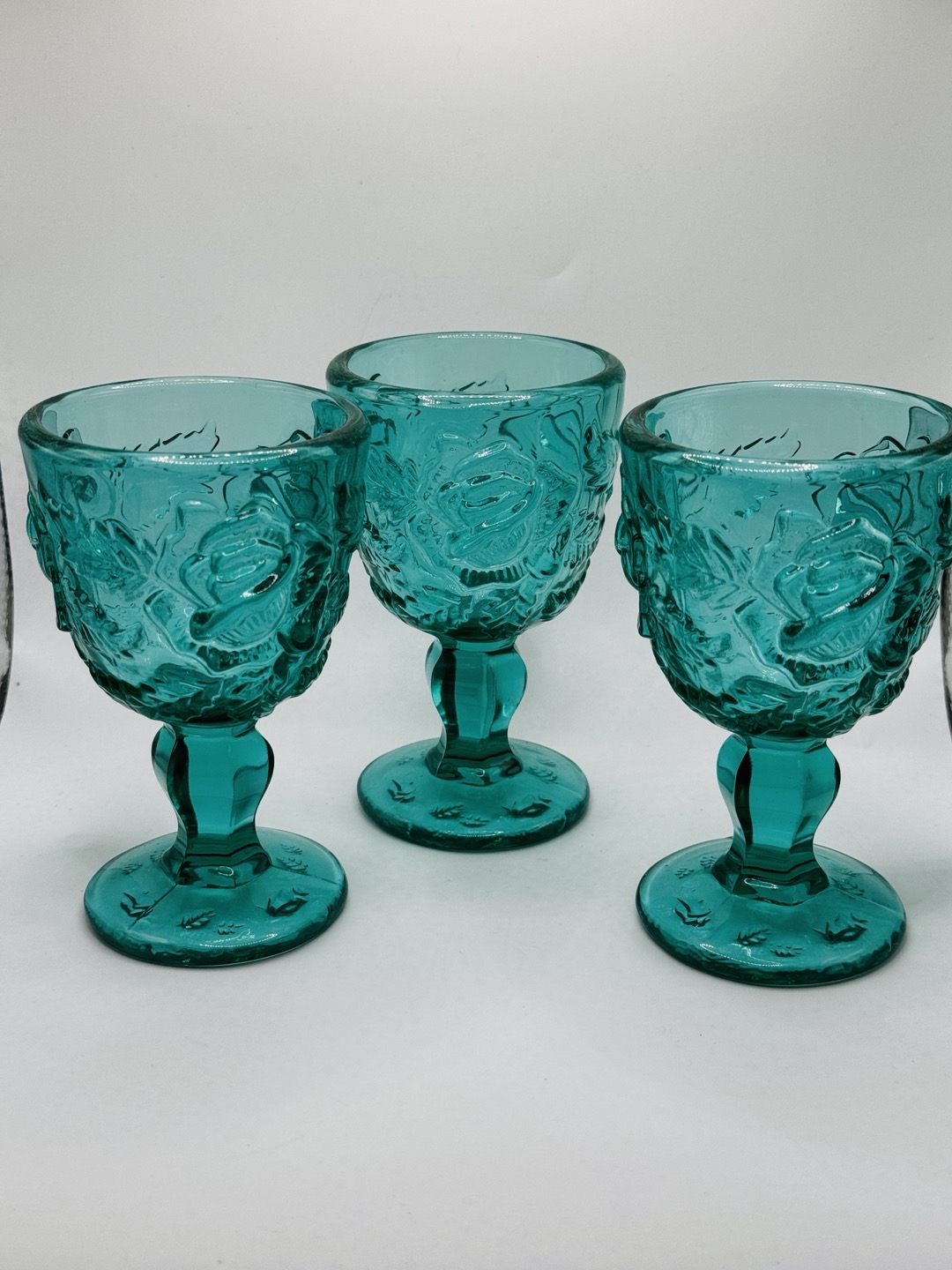 Set Of 3 Madonna Inn Goblets Floral