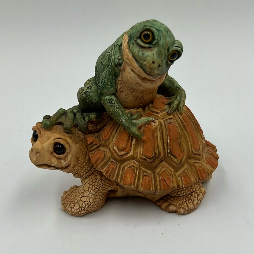 United Design Corp Stone Critters Turtle and Frog Figurine 4”